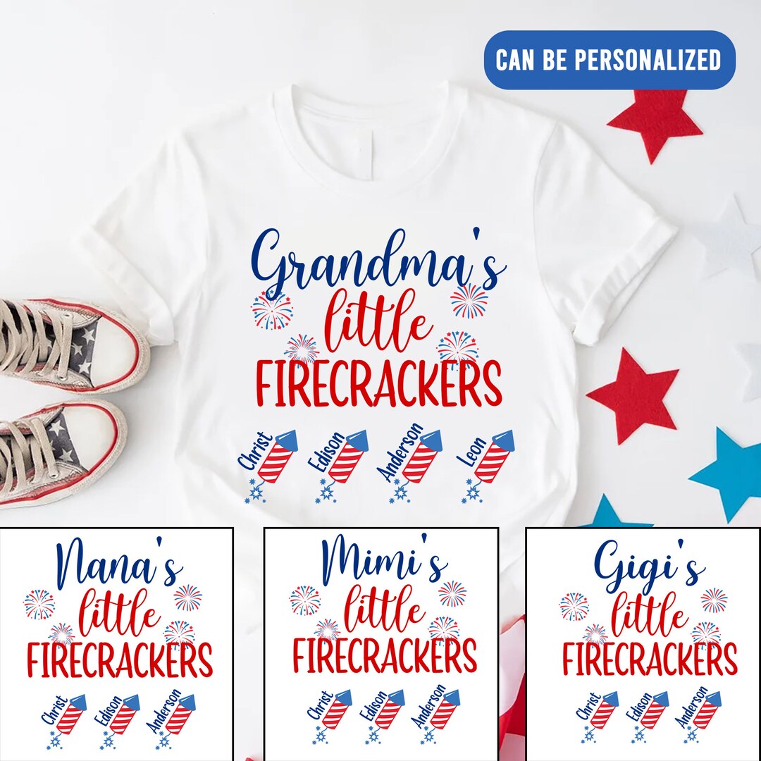 Personalized Grandmas Little Firecracker T Shirt, Custom Grandma ...