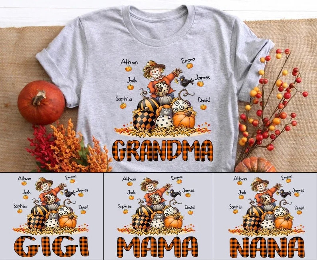 Personalized Grandma Fall Pumpkin Shirt, Mimi Nana Grandma Fall Shirt ...