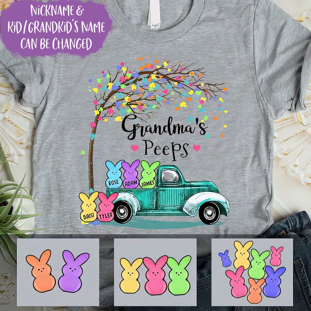 Personalized Grandma's Peeps With Grandkids Easter Day Shirt, Grandma's ...