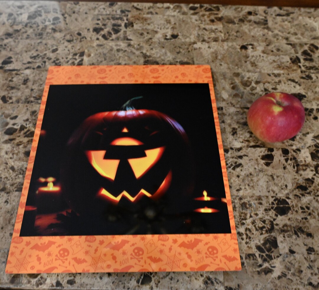 Scary Carved Halloween Pumpkin - Custom Made Metal Print 11x14 Inches ...