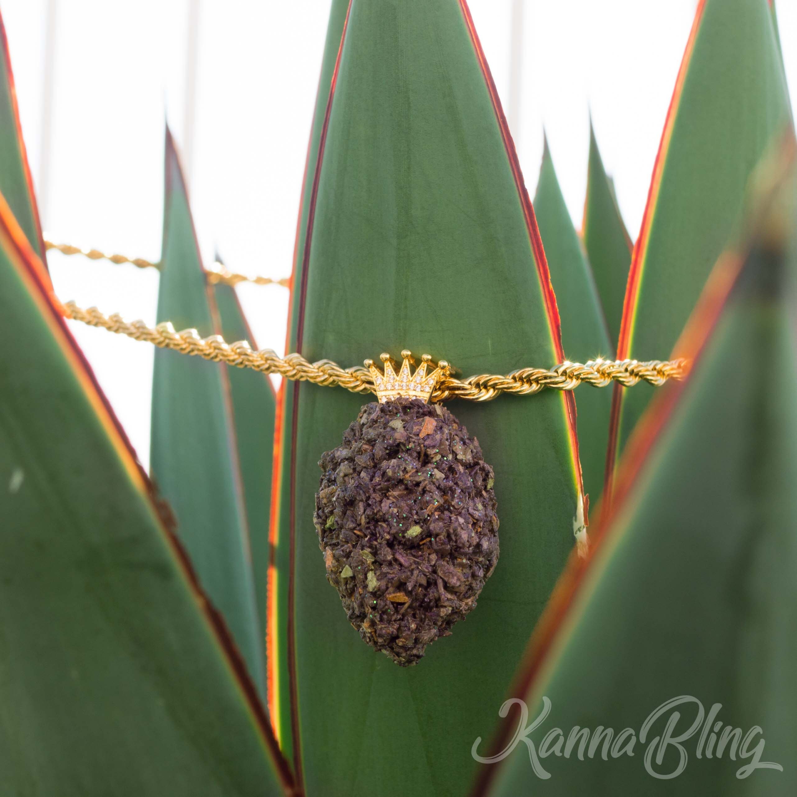 KB Necklace Jewelry Marijuana Cannabis Weed Nug Gold Rope Chain CROWN ...
