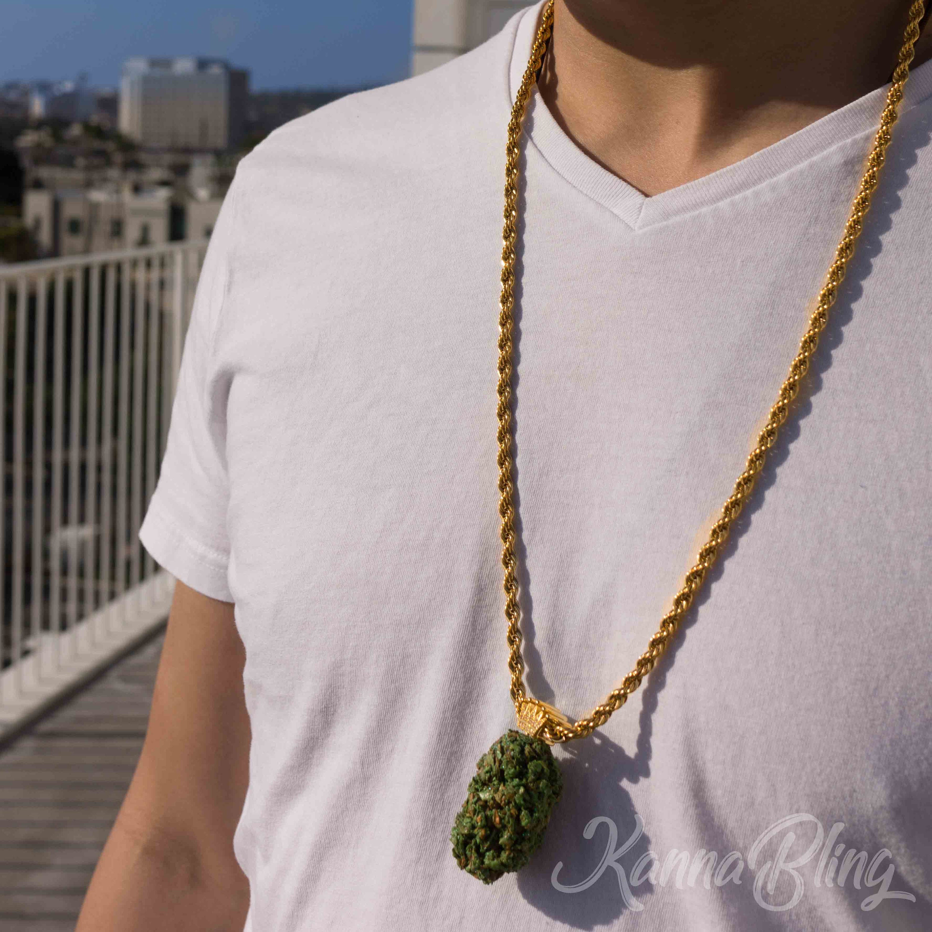 KB Necklace Jewelry Marijuana Cannabis Weed Nug Gold Rope Chain CROWN ...