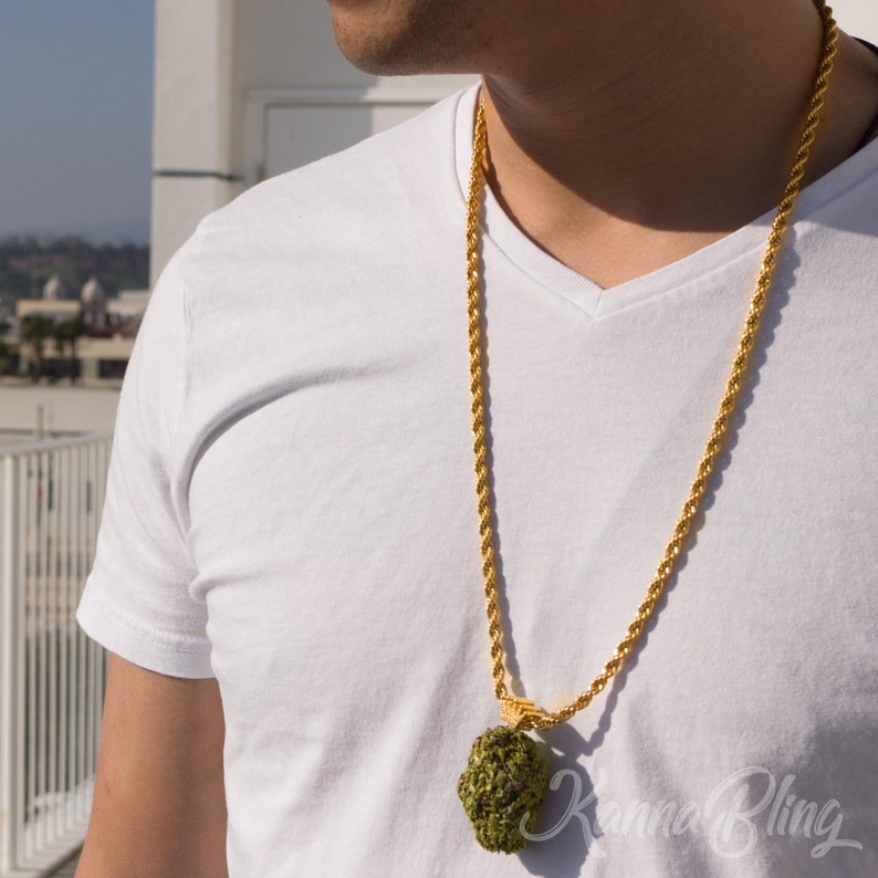 KB Necklace Jewelry Marijuana Cannabis Weed Nug Gold Rope Chain CROWN ...