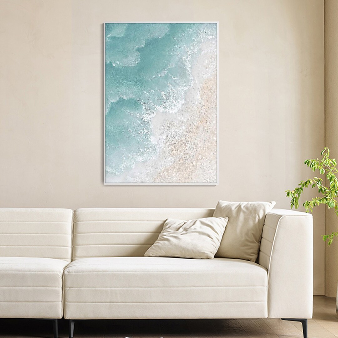 Abstract Turquoise Color Sea Oil Painting Aesthetic Island ...