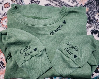 MAMA Applique Crewneck Independent Trading Co. Crew Mama Embroidery ...