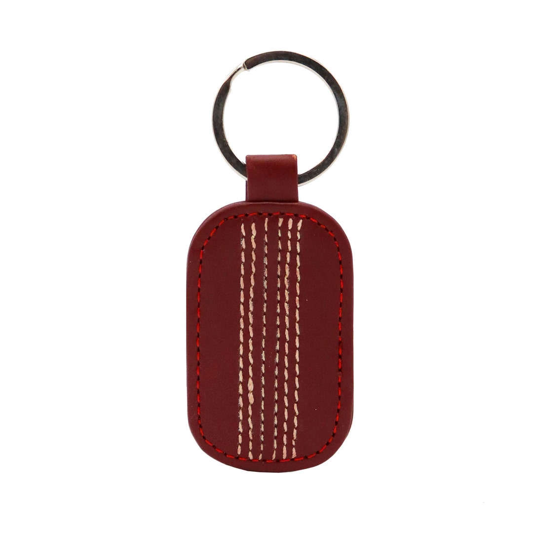 Personalised Cricket Leather Keyring | Cricket Ball Style Red Keychain ...