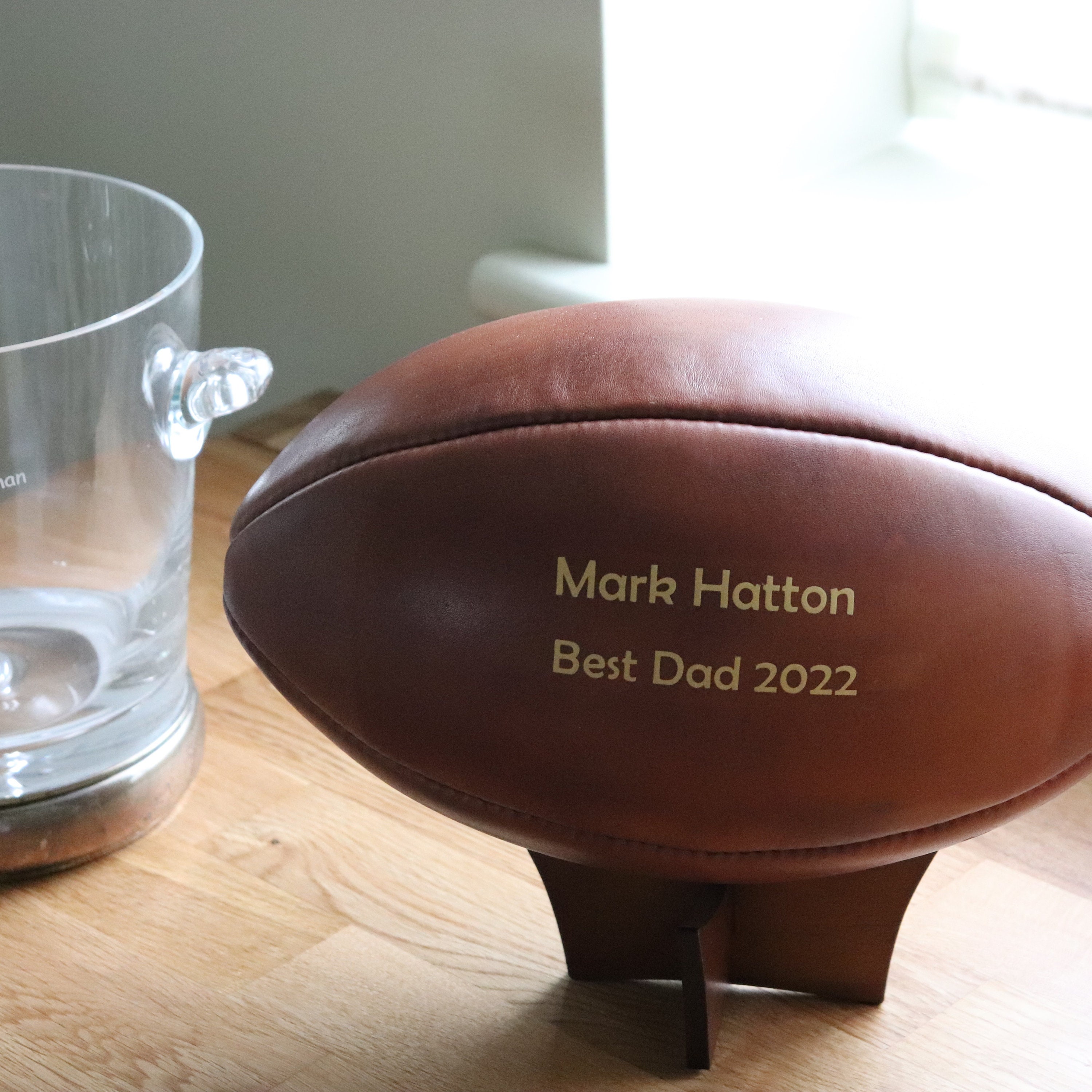 Personalised Vintage Tan Leather Rugby Ball, Personalised Rugby Ball ...