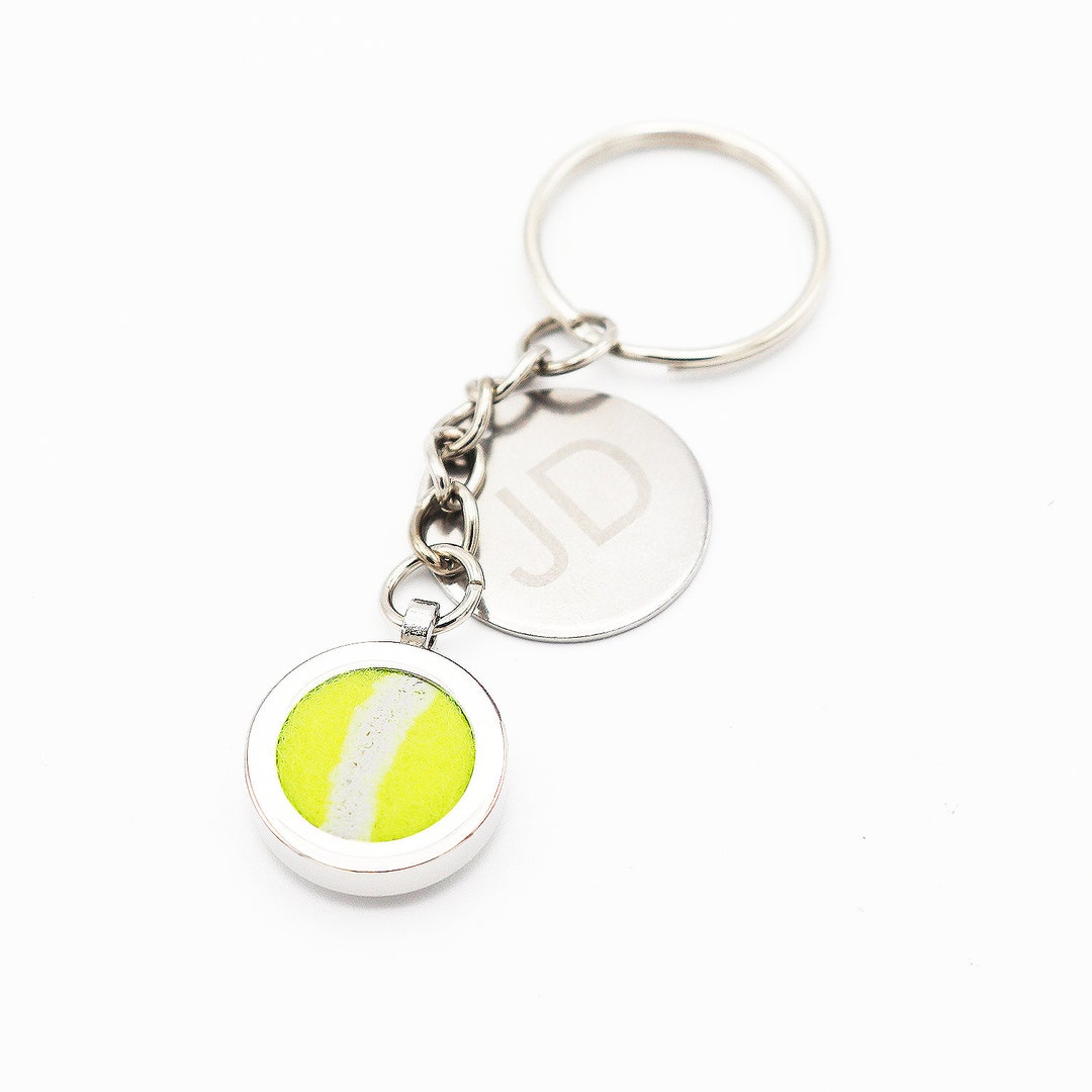 Personalized Tennis Ball Keychain | Silver Plated Gift - Etsy