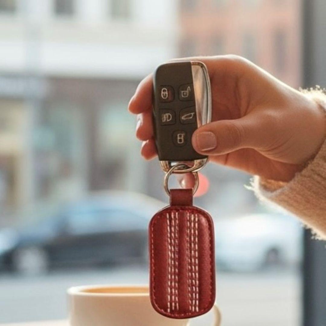 Personalised Cricket Leather Keyring | Ball Style Red Keychain ...
