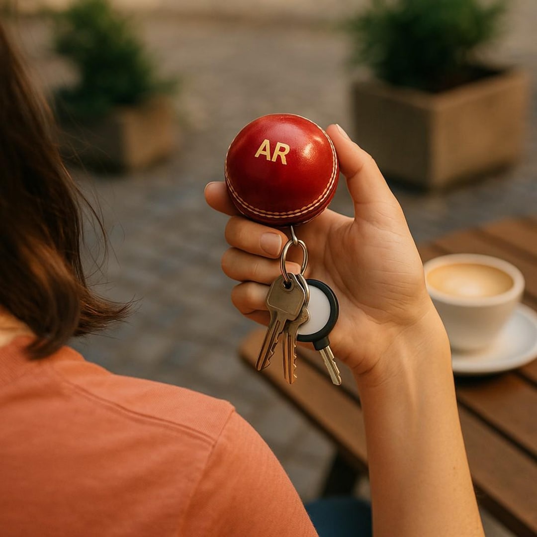 Personalised Vintage Leather Cricket Ball Keyring: Monogrammed Gift for ...