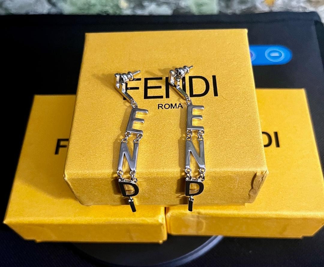 Spell It Out: Fendi Silver Tone Dangle Earrings - Etsy
