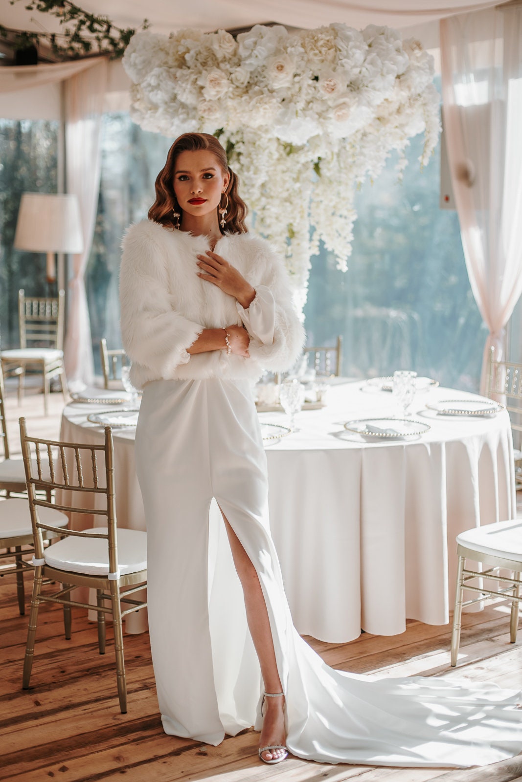 Premium Faux Fur Bridal Coat, Ecru Fur Jacket Bridal Fur Coat, Faux Fur ...