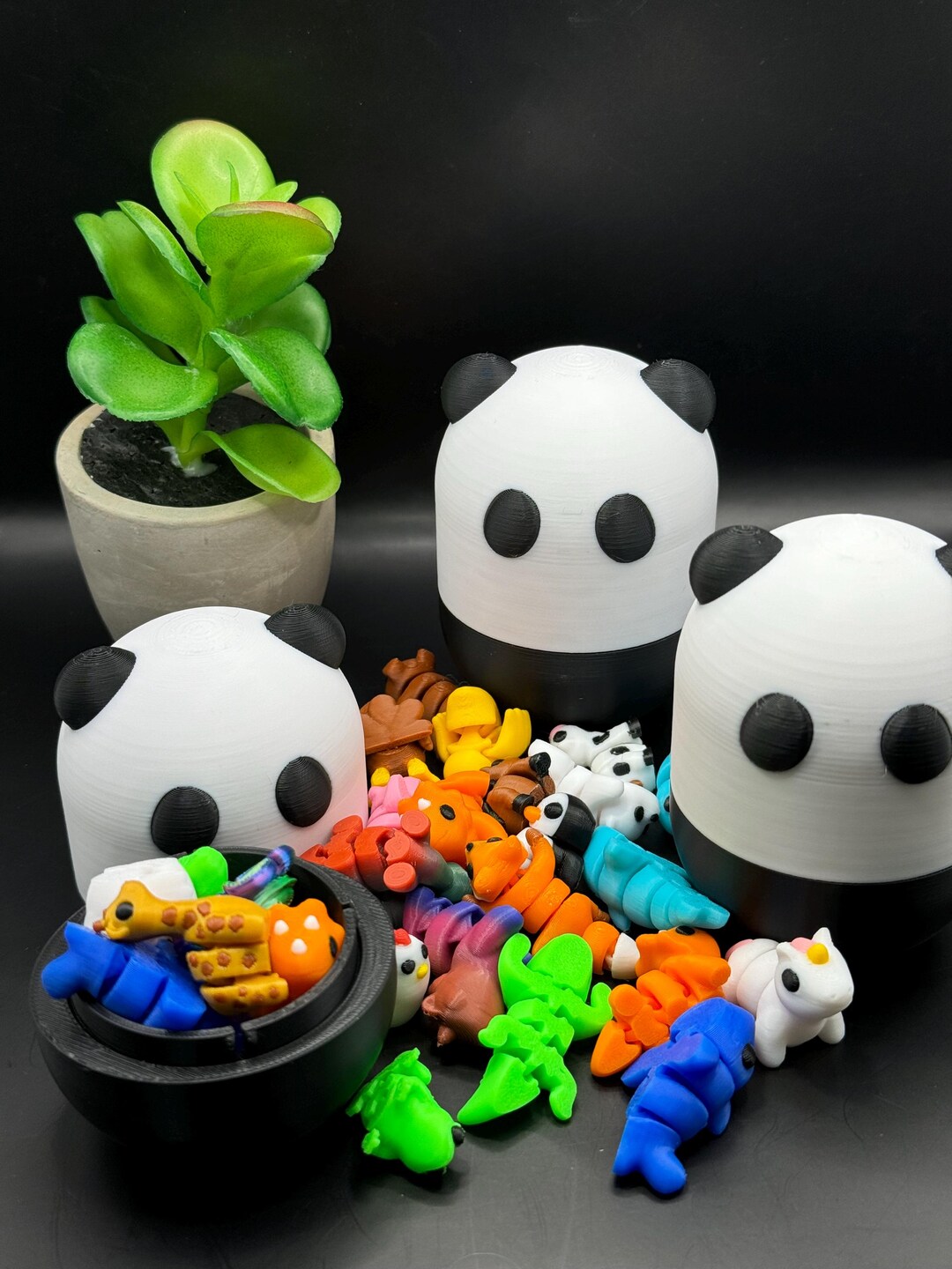 Panda Container With 10 Mystery Mini Animals/panda Container/mystery ...