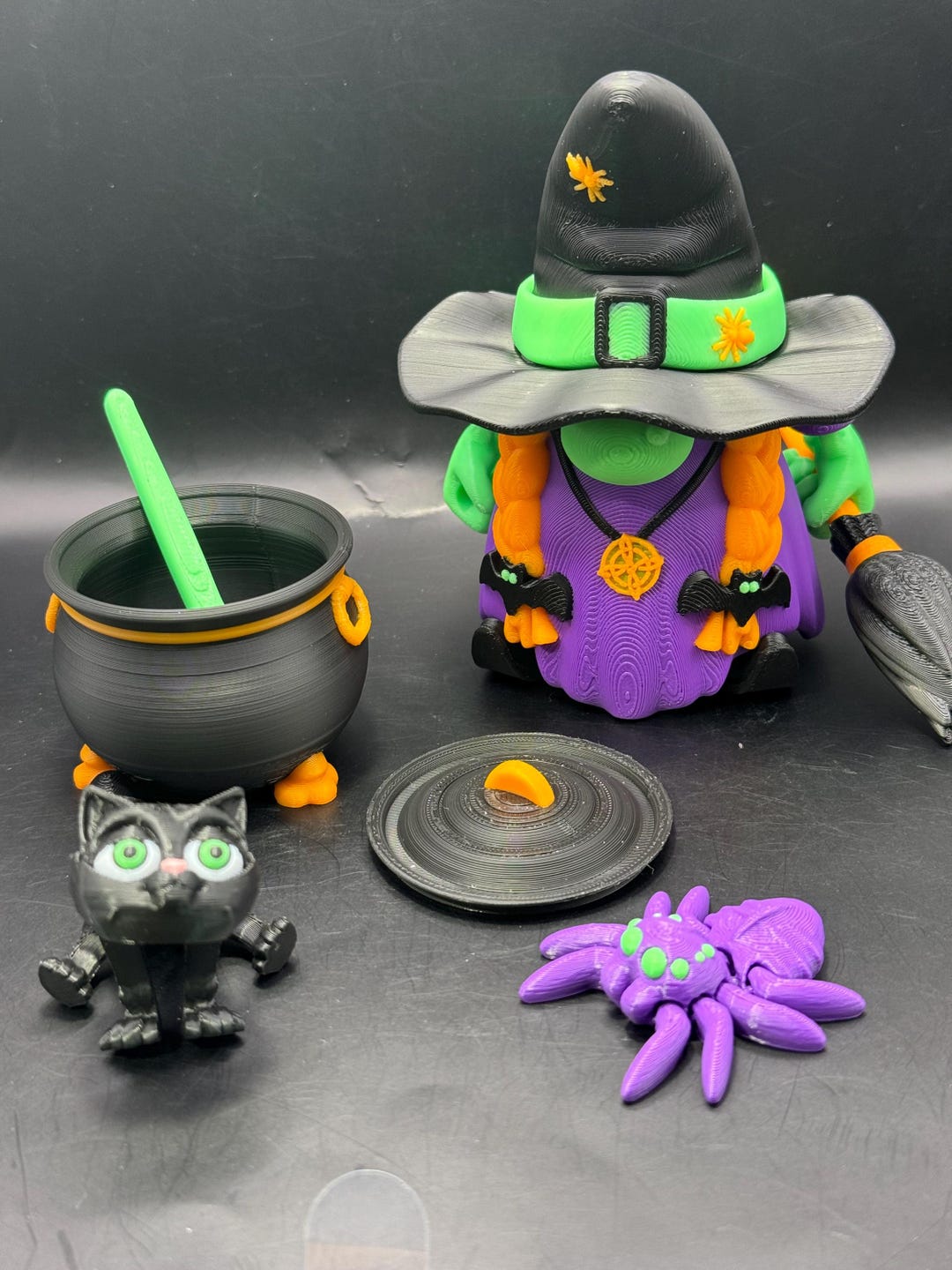 Witch Gnome With Accessories Set/add on A Cat + Spider/halloween ...
