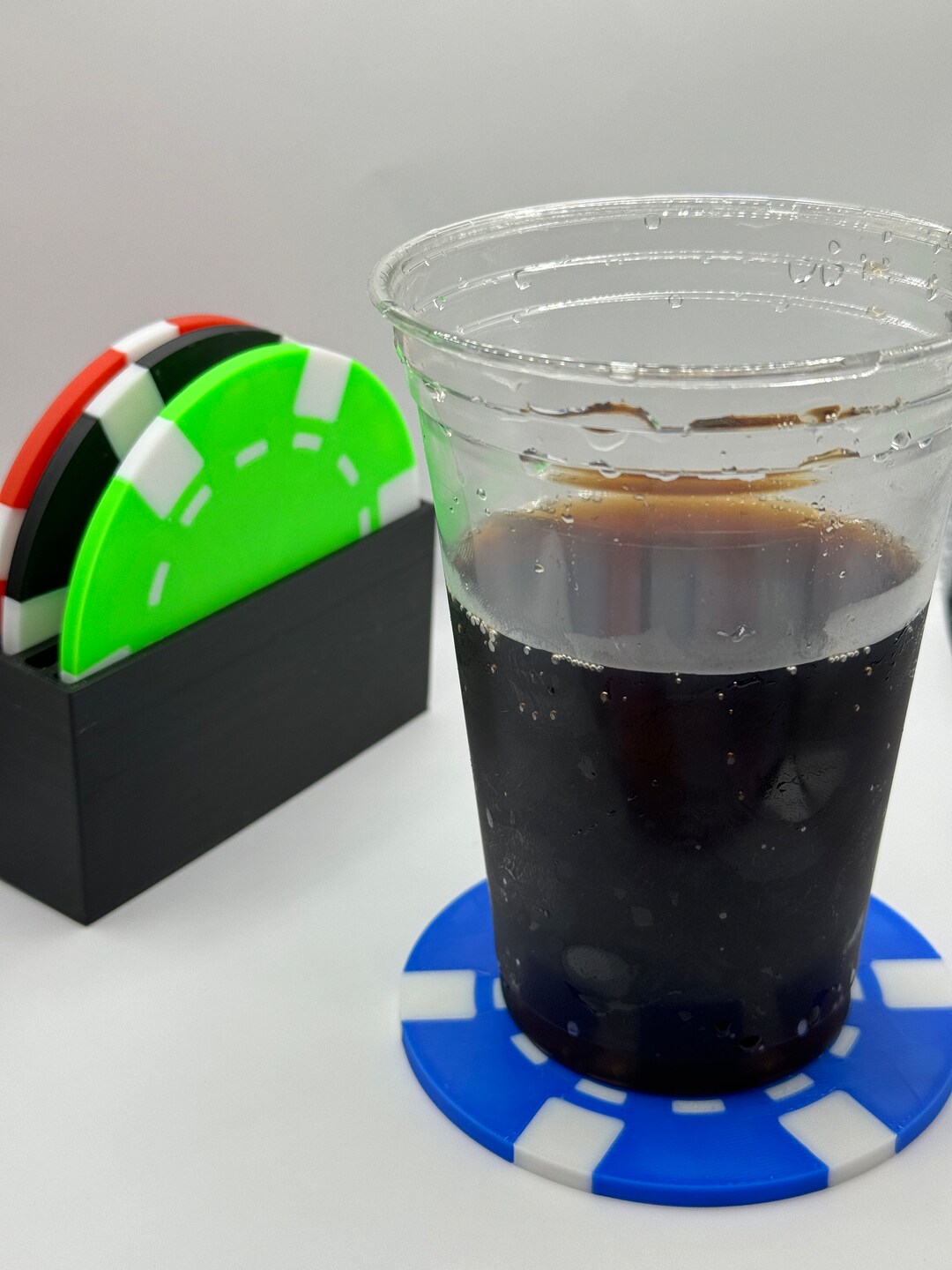 Casino Poker Chip Drink Coasters Set of 4 With Holder! Option to Buy ...