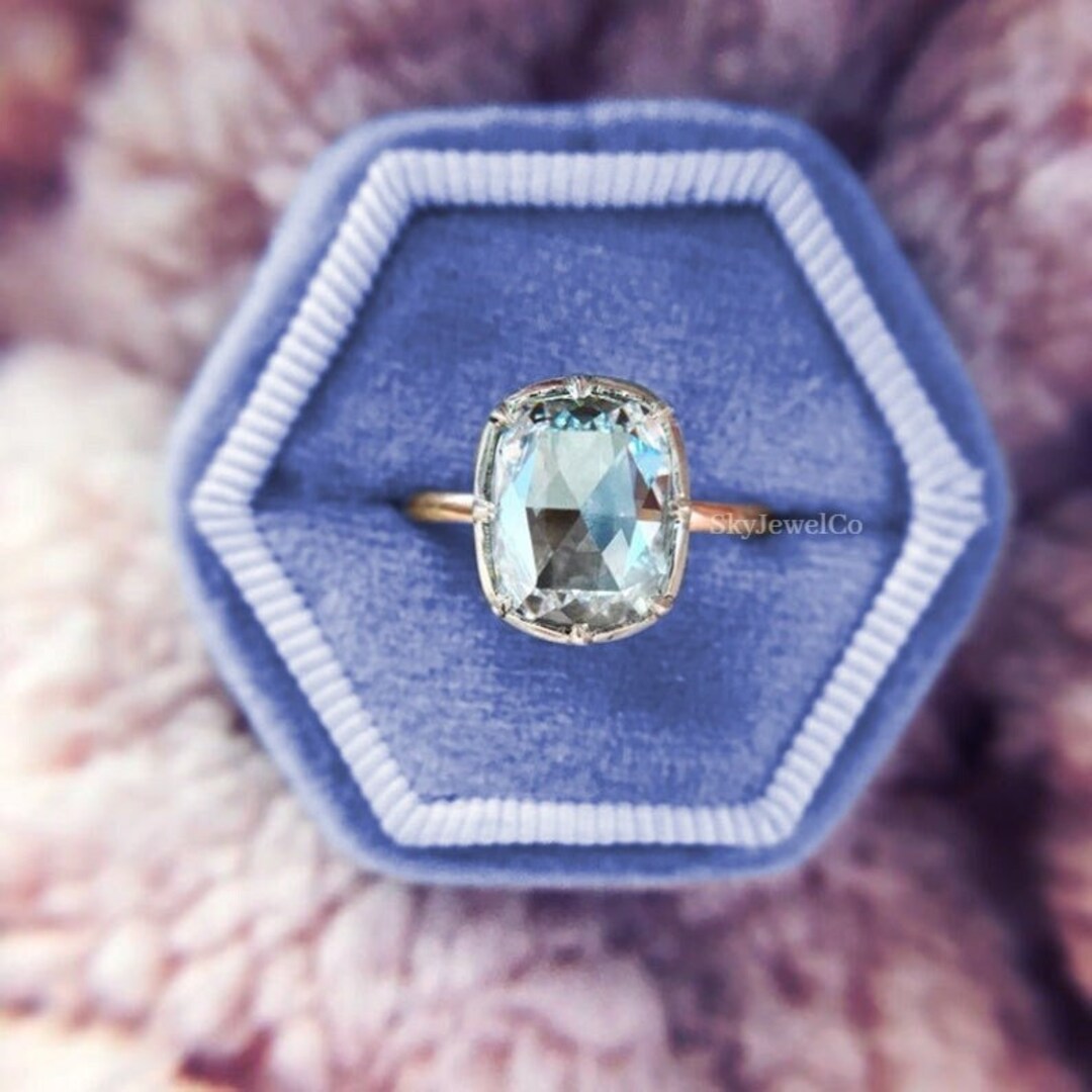 Georgian Victorian Style Engagement Ring With 3.20CT Antique Elongated ...