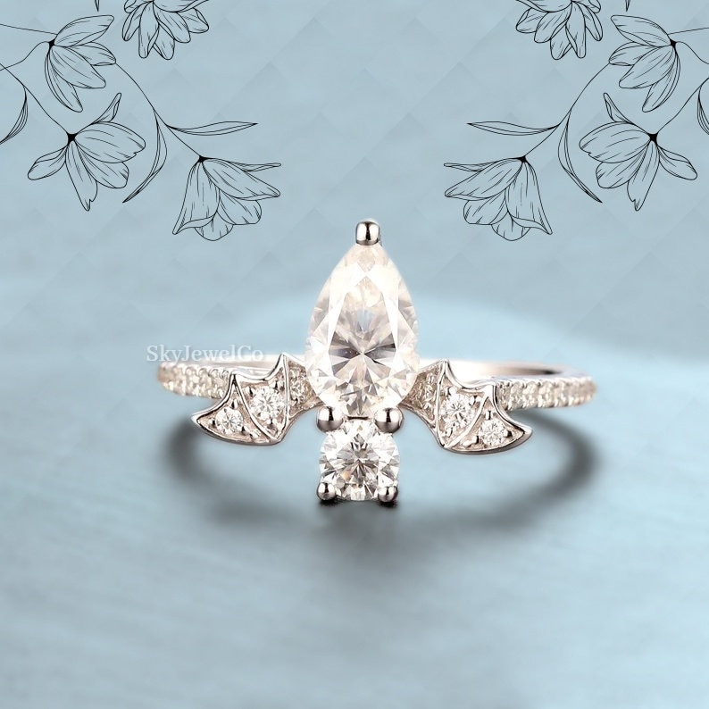 Antique 1.00 Carat Sterling Silver Bat Ring, Boho Ring, Punk Bat Ring ...