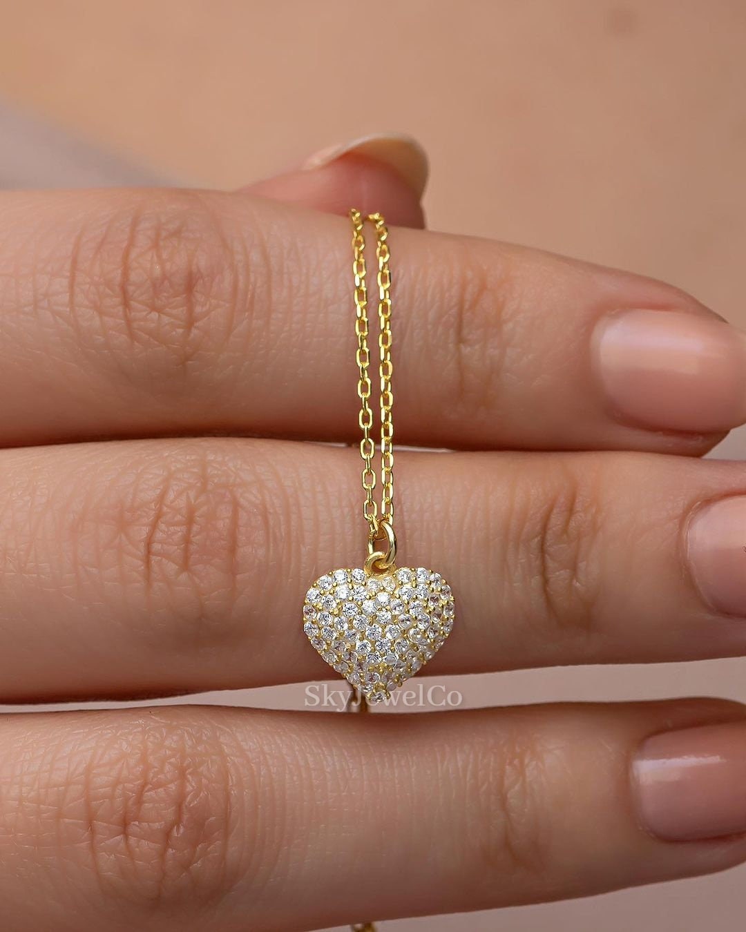 Lab Grown Diamond Heart Shape Pendent, Unique 10K Solid Gold Charm ...
