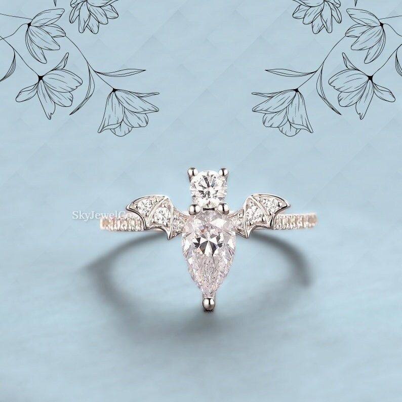 Antique 1.00 Carat Sterling Silver Bat Ring, Boho Ring, Punk Bat Ring ...