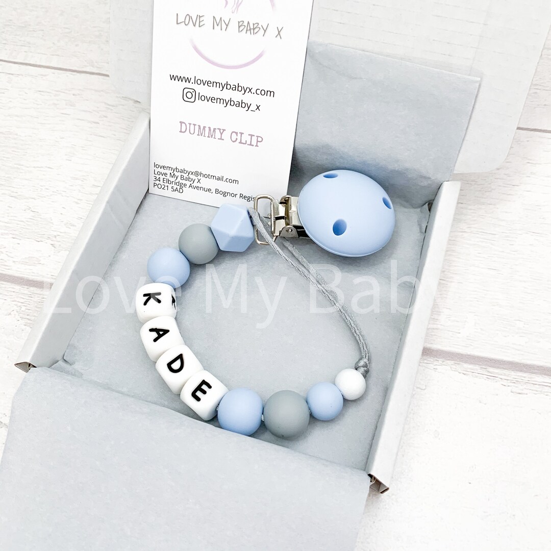 Welcome Gift MAM Dummy Clip Personalised Soft Dummy Holder Pastel Dummy ...