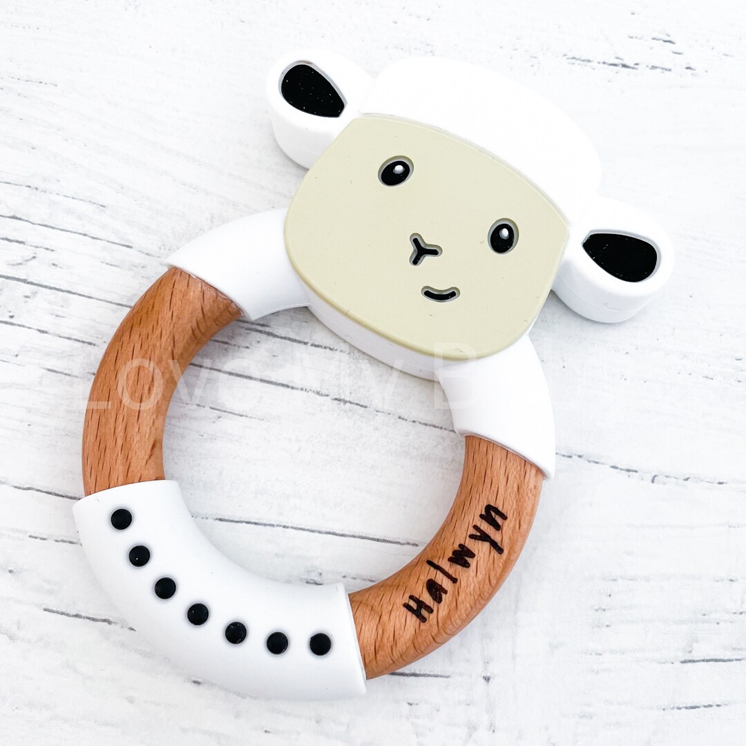 Safe Silicone Lamb Teether Name Ring Teether PERSONALISED Teething Toy ...