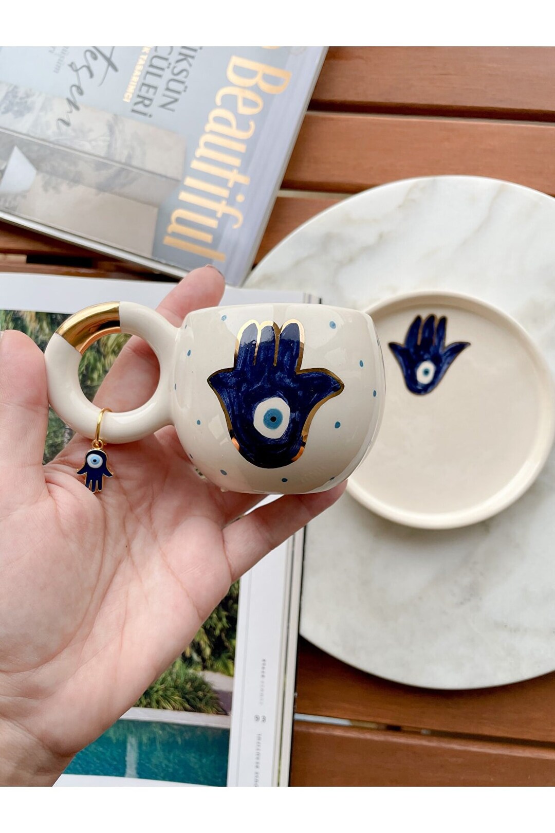 24K Gold Gilded Fatma's Hand Evil Eye Double Turkish - Etsy