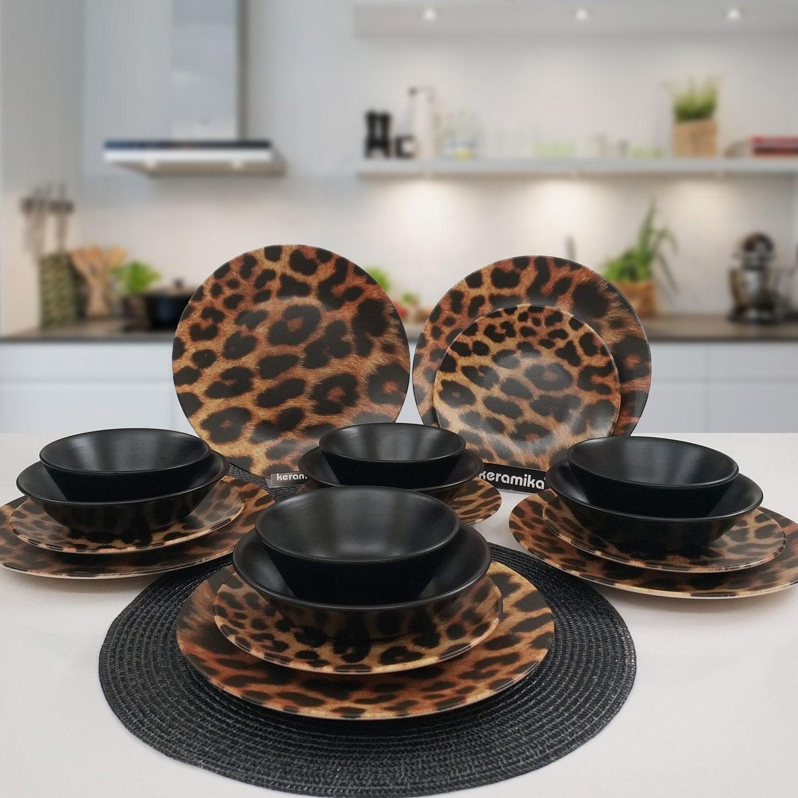 Leopard Dinnerware Set Breakfast Set Leopard Pattern - Etsy