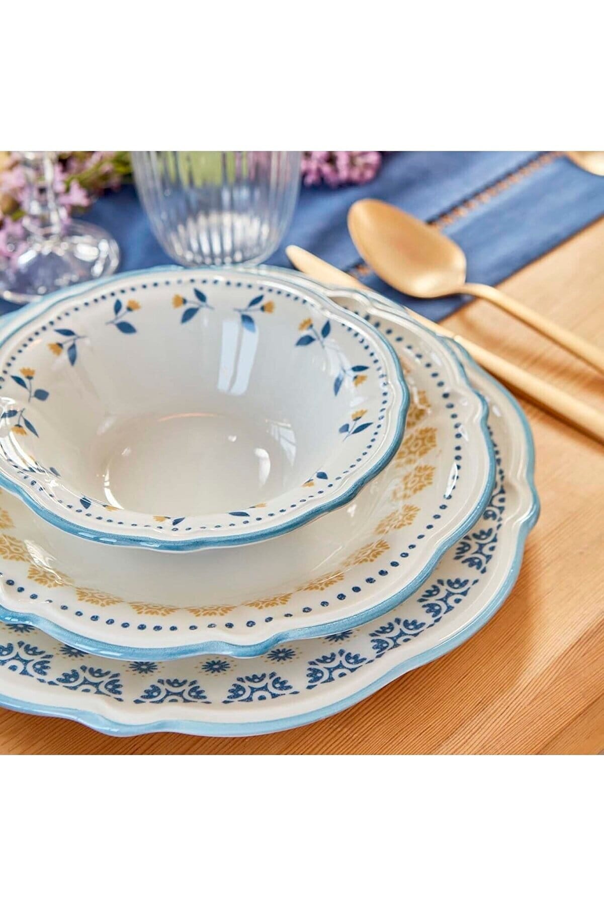Blue 24 Pcs Dinner Set Vintage 24pcs Porcelain Dinner Set - Etsy UK