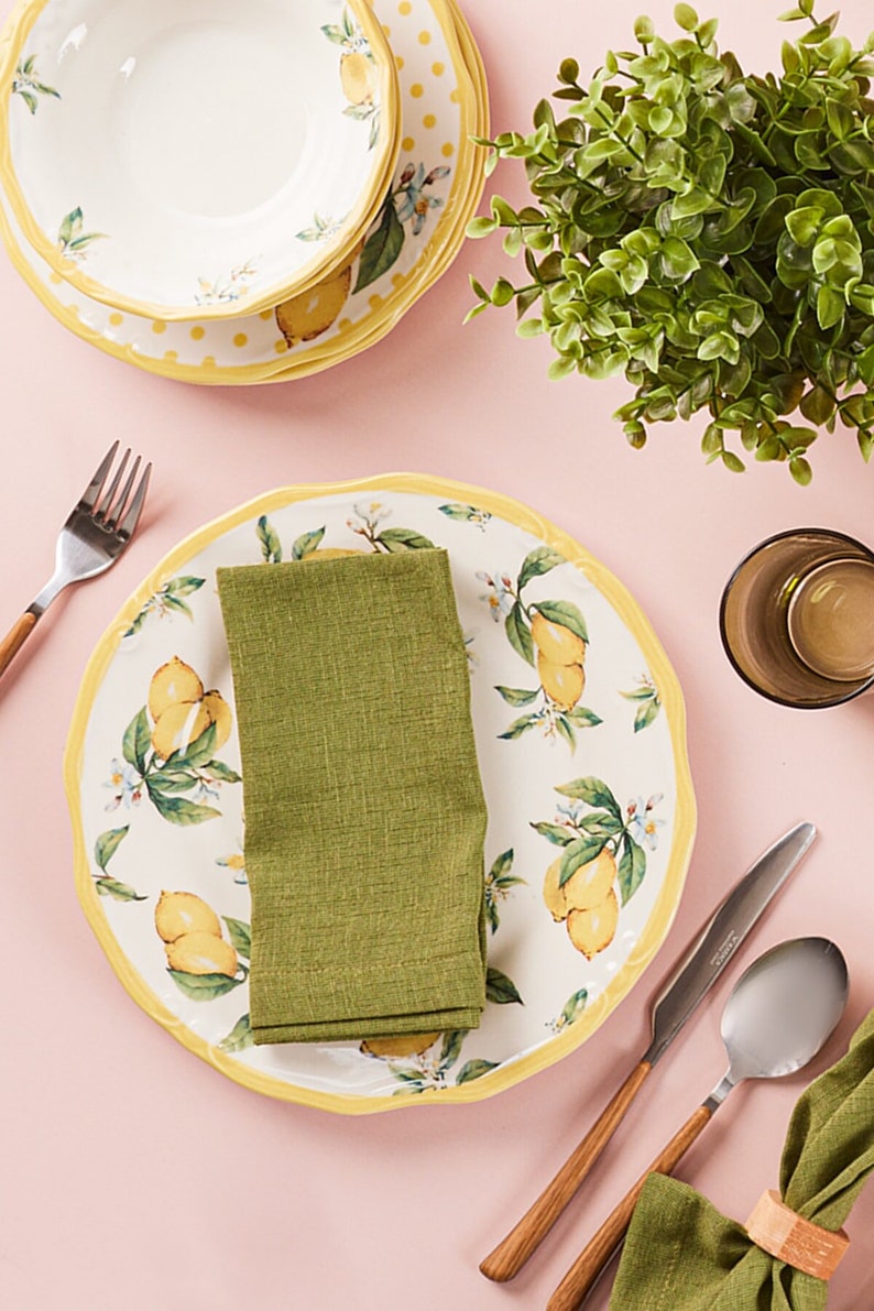 Vintage Lemon 24pcs Porcelain Dinner Set Plate Dinnerware - Etsy