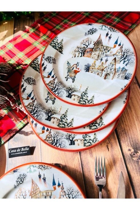 Christmas Plate Set 6pcs Christmas Plate New Year Dinner - Etsy