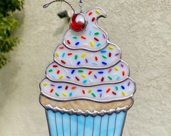 Stained Glass Cupcake Suncatcher With Sprinkles - Etsy