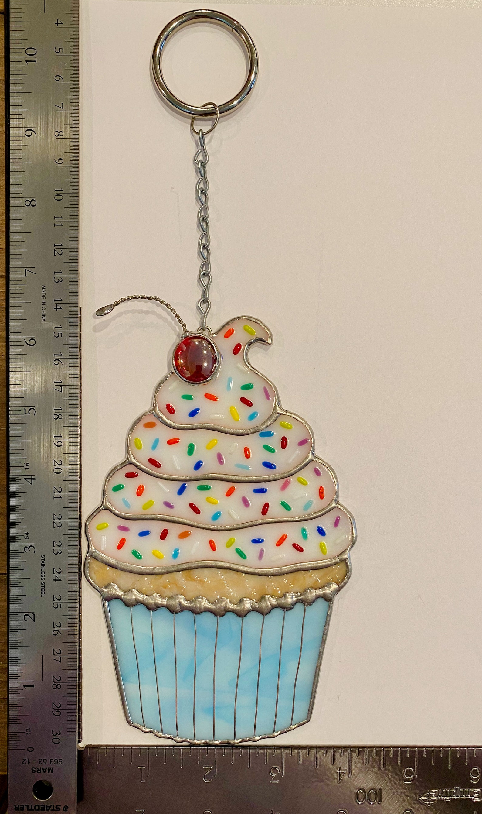 Stained Glass Suncatcher, Cupcake With Sprinkles and Cherry on Top ...