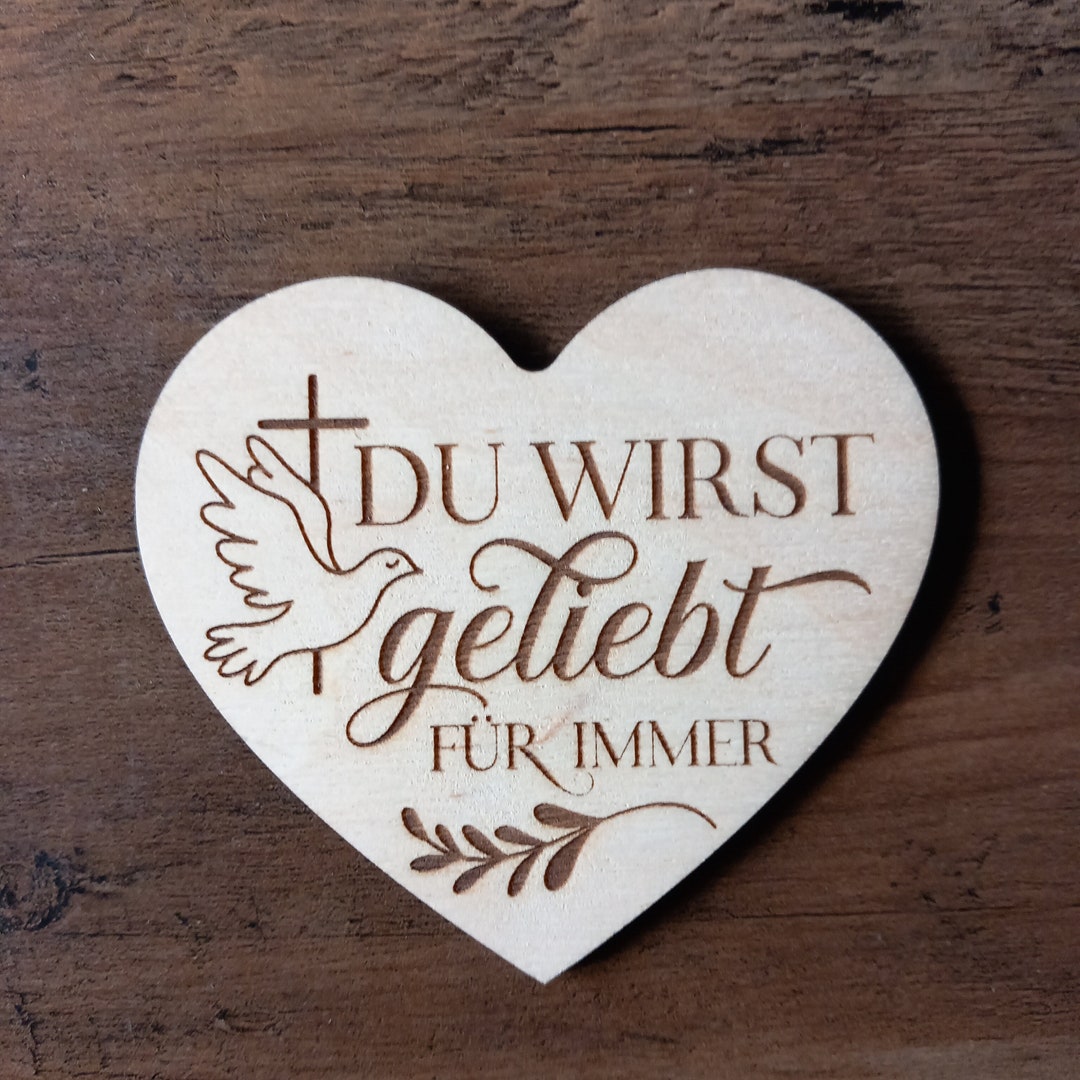 Wooden Heart Mourning Heart With Engraving Also With Plant Plug for ...