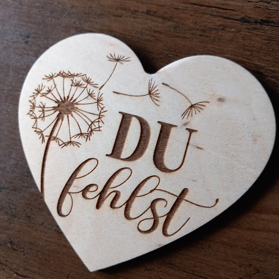 Wooden Heart Mourning Heart With Engraving Also With Plant Plug for ...