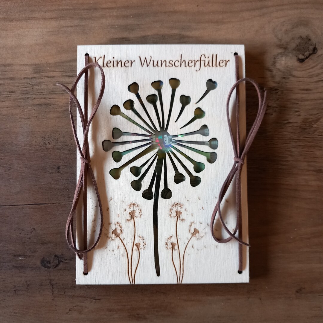 Money Gift Card Little Wish-granter Dandelion / 48 Fonts / Wooden Gift ...