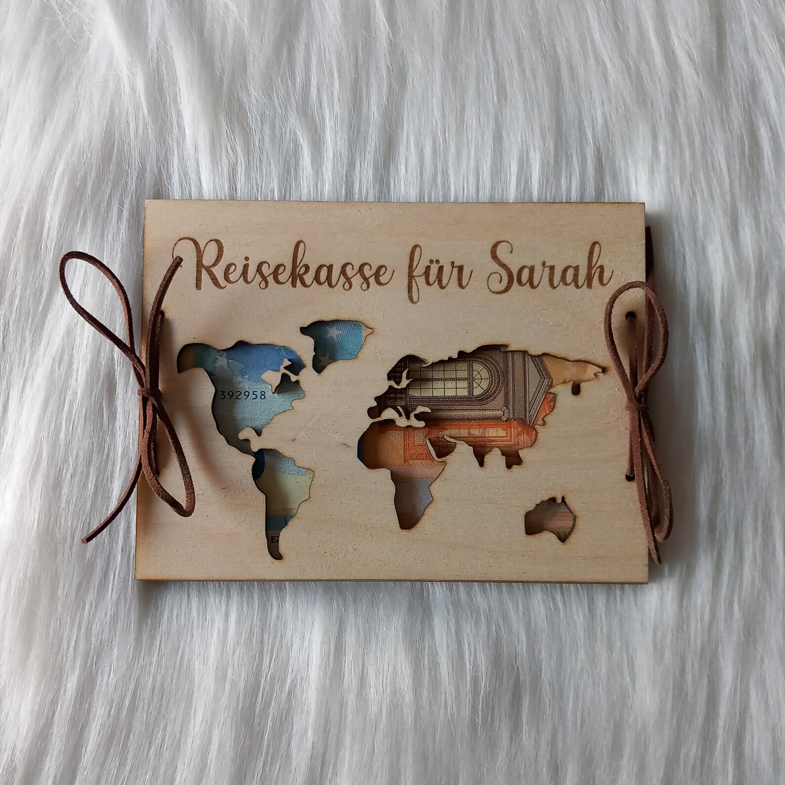 Money Gift Money Card Travel Fund Personalized / 48 Fonts / Wooden Gift ...