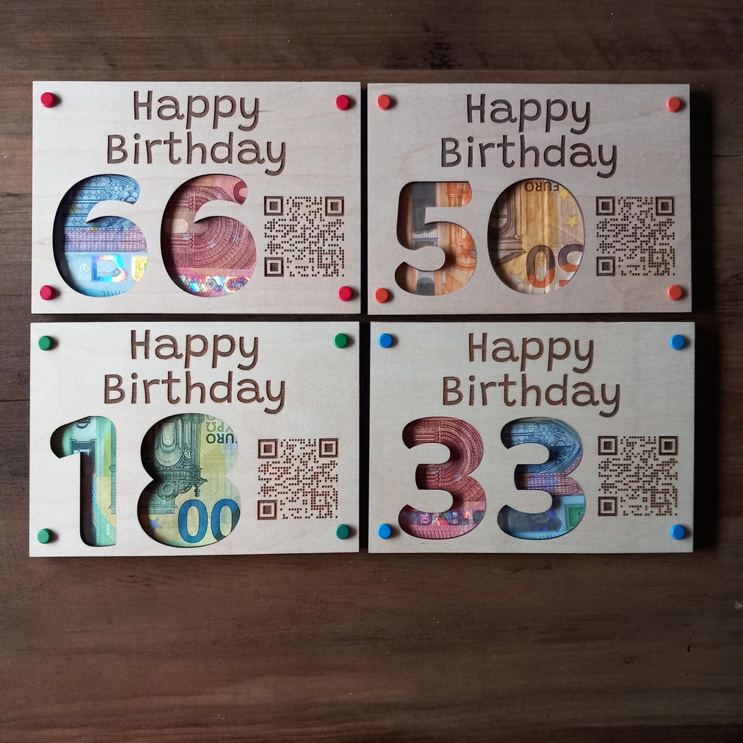 QR Code Money Gift Money Card for Birthday With Personal Message via ...
