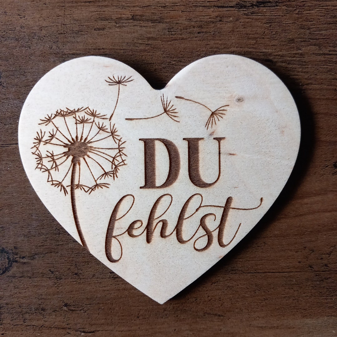 Wooden Heart Mourning Heart With Engraving Also With Plant Plug for ...