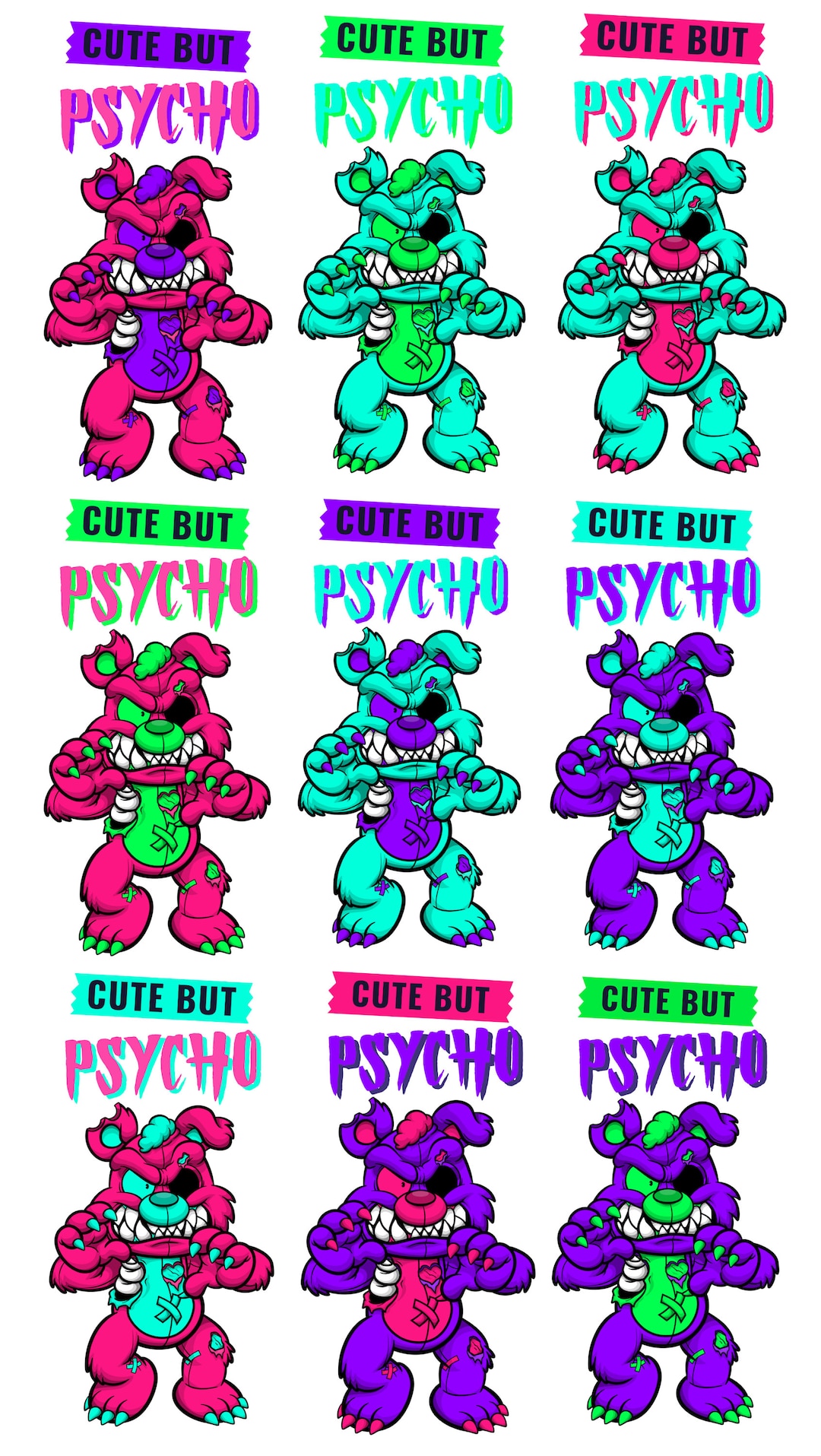9 Horror Bears Cute but Psycho Png SVG Files Teddy Teddy Bear Horror ...