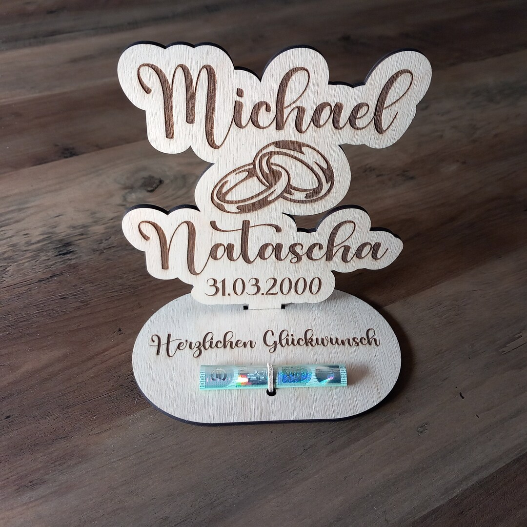 Personalized Wooden Money Gift for the Wedding / Wedding Gift / Display ...