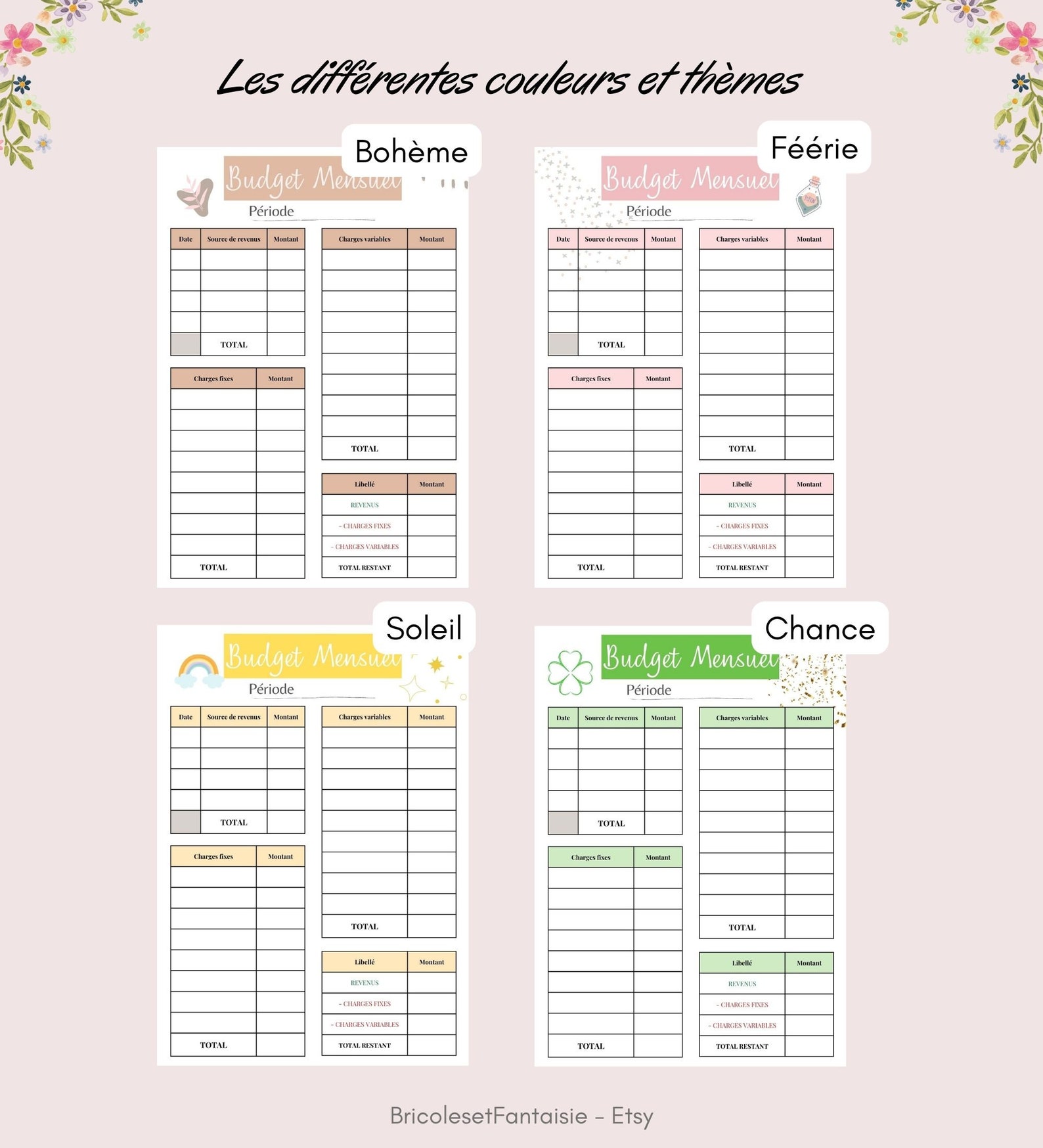 Template Printable Monthly Budget Sheets 4 Colors Template - Etsy Template Printable Monthly Budget Sheets 4 Colors Template - Etsy