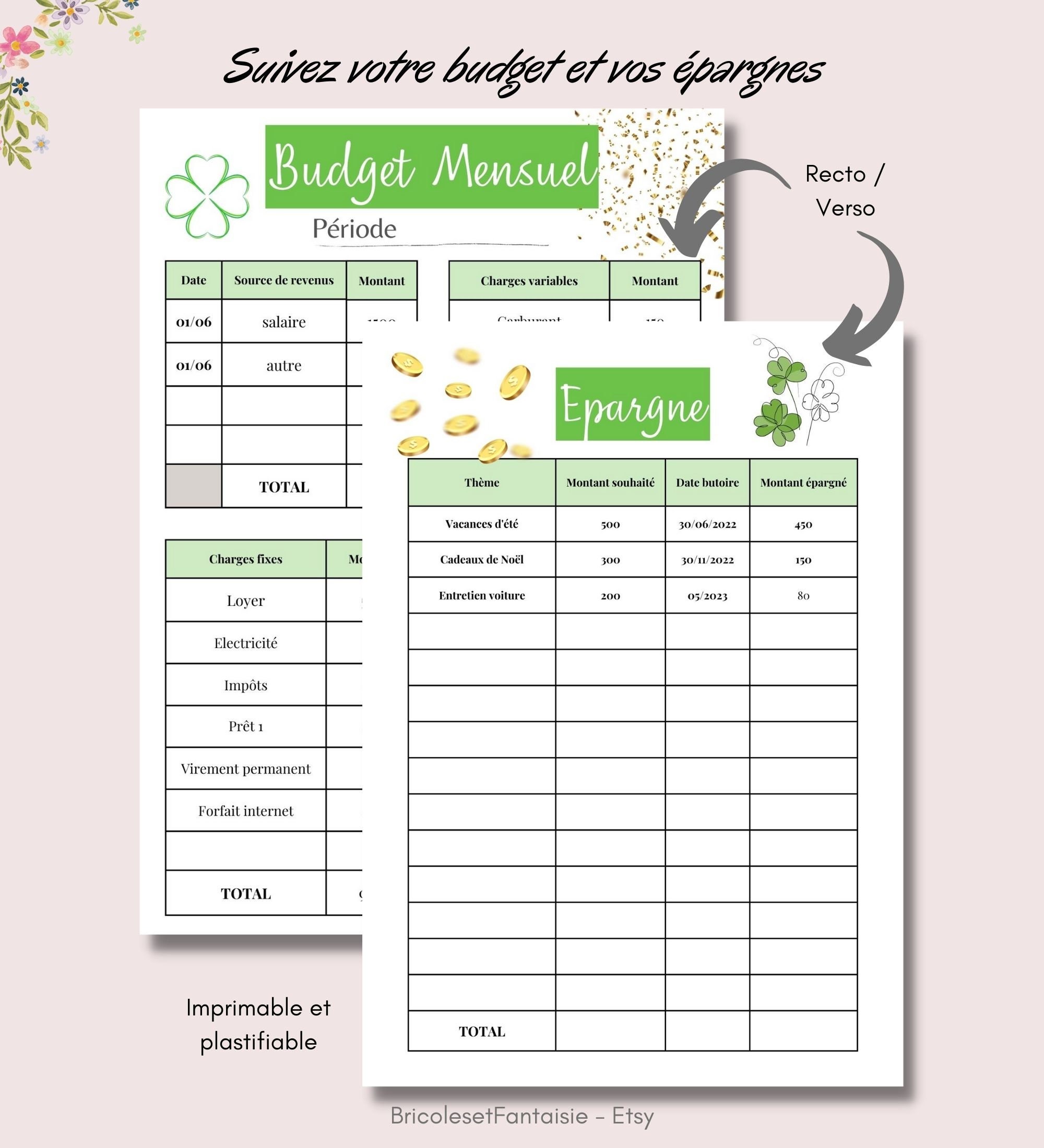 Template Printable Monthly Budget Sheets 4 Colors Template - Etsy