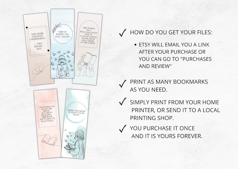 Printable Bookmarks Quotes Book Lover Gift Ideas Instant Download ...