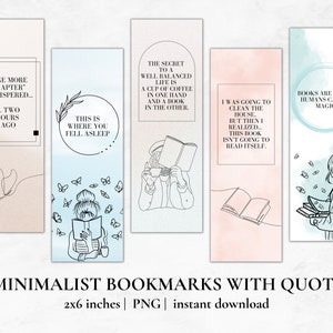 Printable Bookmarks Quotes Book Lover Gift Ideas Instant Download ...