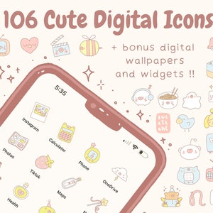 106 Cute Pastel Digital Icons for Your Phone BONUS - Etsy