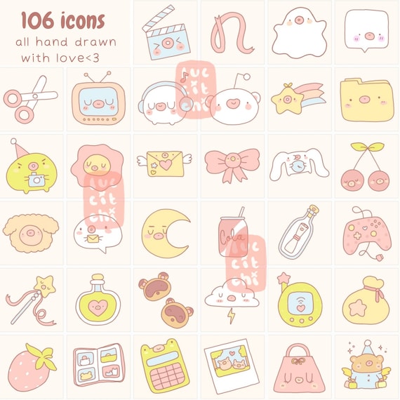 106 Cute Pastel Digital Icons for Your Phone - Etsy