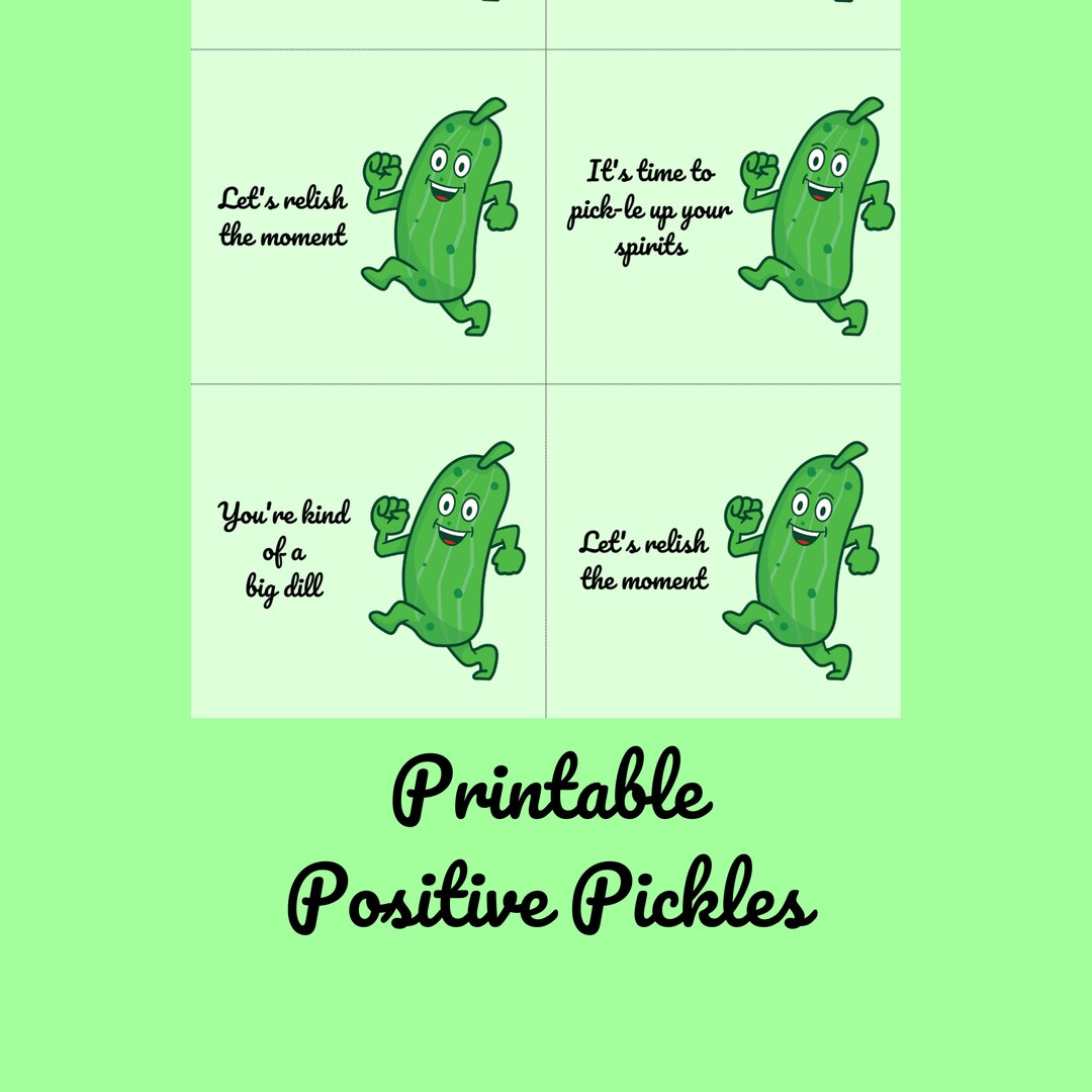 Positive Pickle Cards // Positivity Cards, Printable Positive Pickle ...