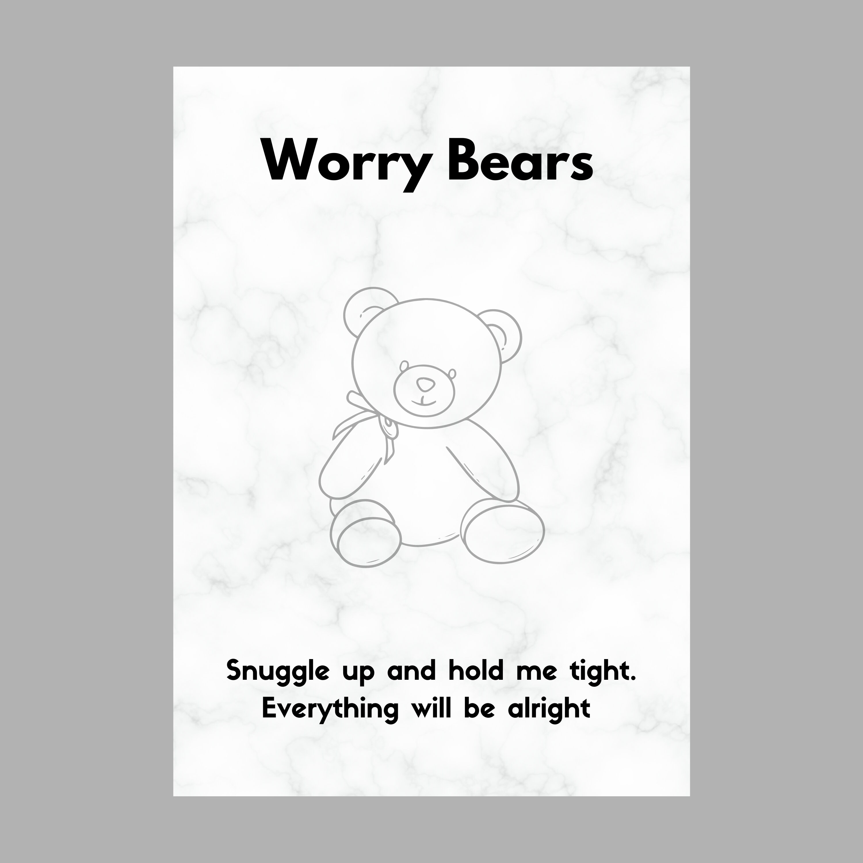 Worry Bear Cards // Worry Bear Backing Cards, Printable Worry Bear Tags ...