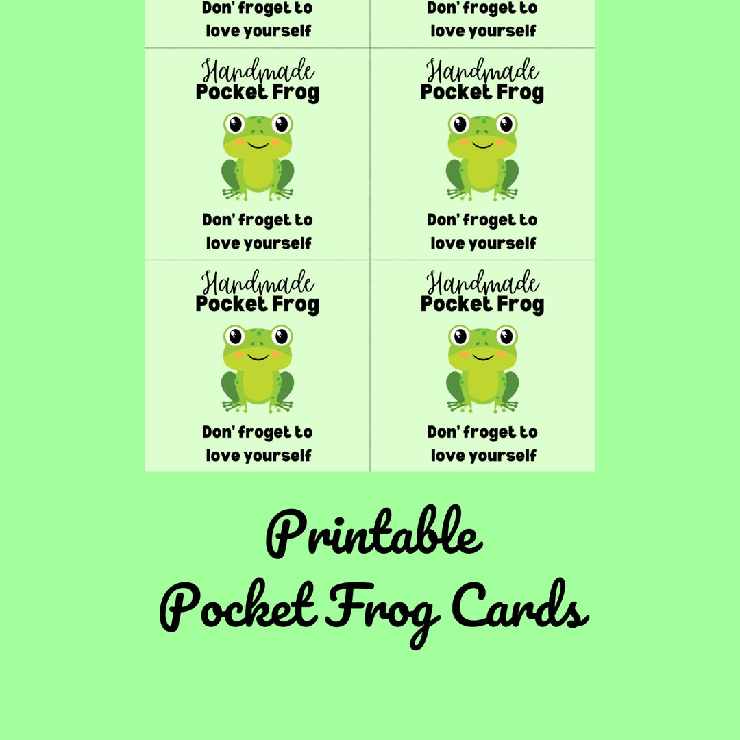 Pocket Frog Card // Pocket Frog Tag, Printable Pocket Frog, Small ...