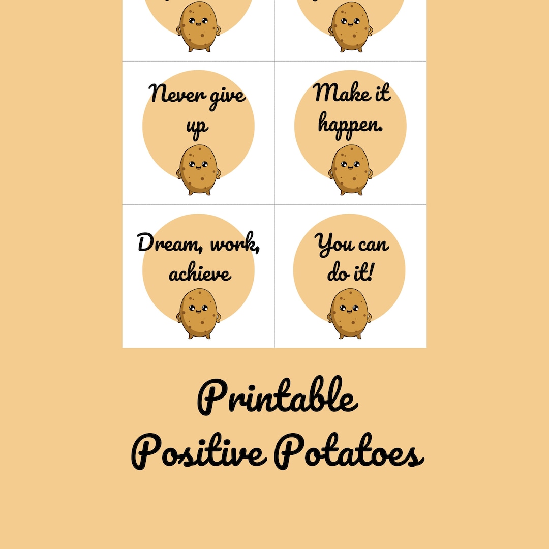 Positive Potato Cards // Positivity Cards, Printable Positive Potatoes ...